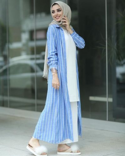 How to Style Striped Dress For Hijab Fashion - Hijab-style.com